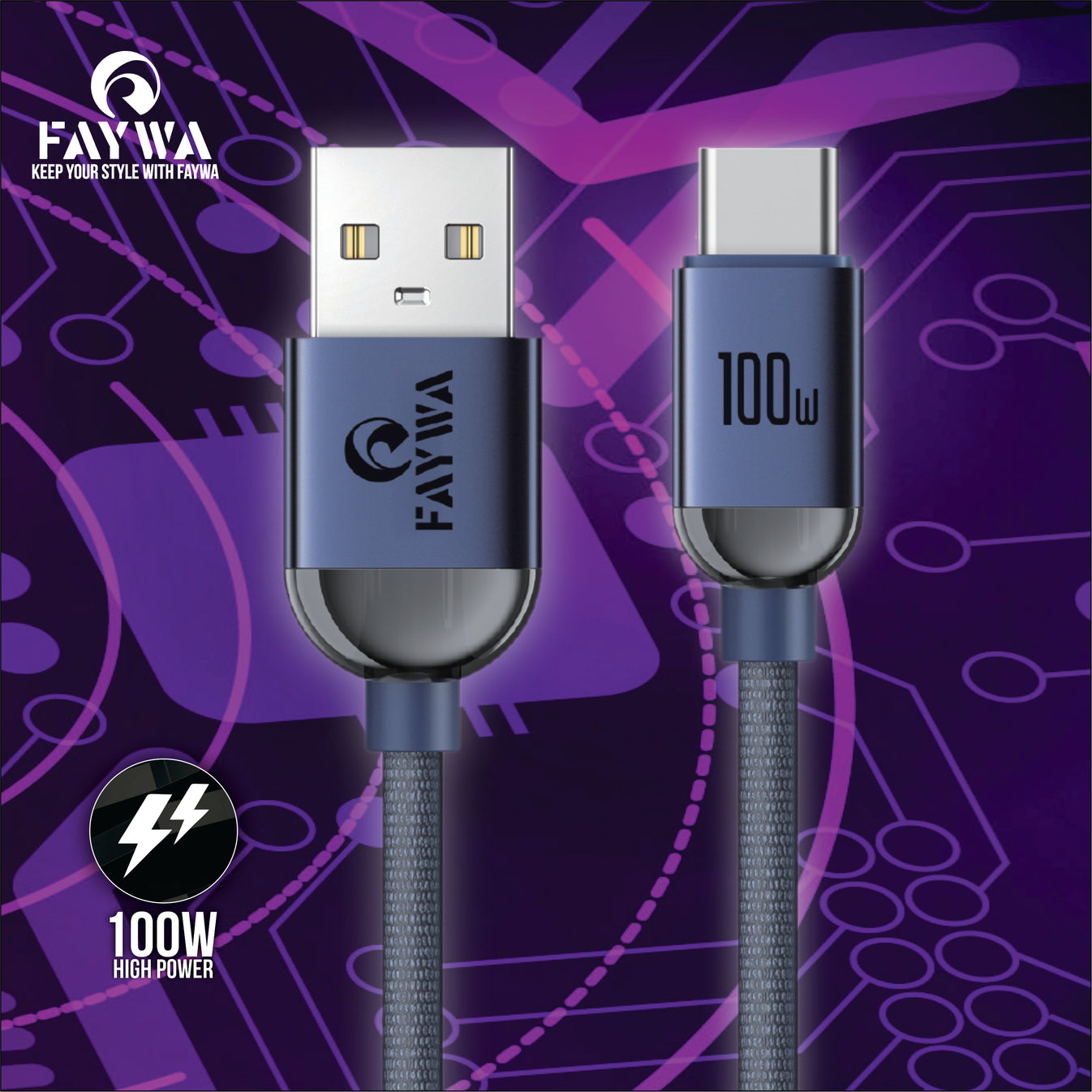 FAYWA MASTER 1 (Fast Charge USB Type C Cable - 100W) – Faywa Mobile
